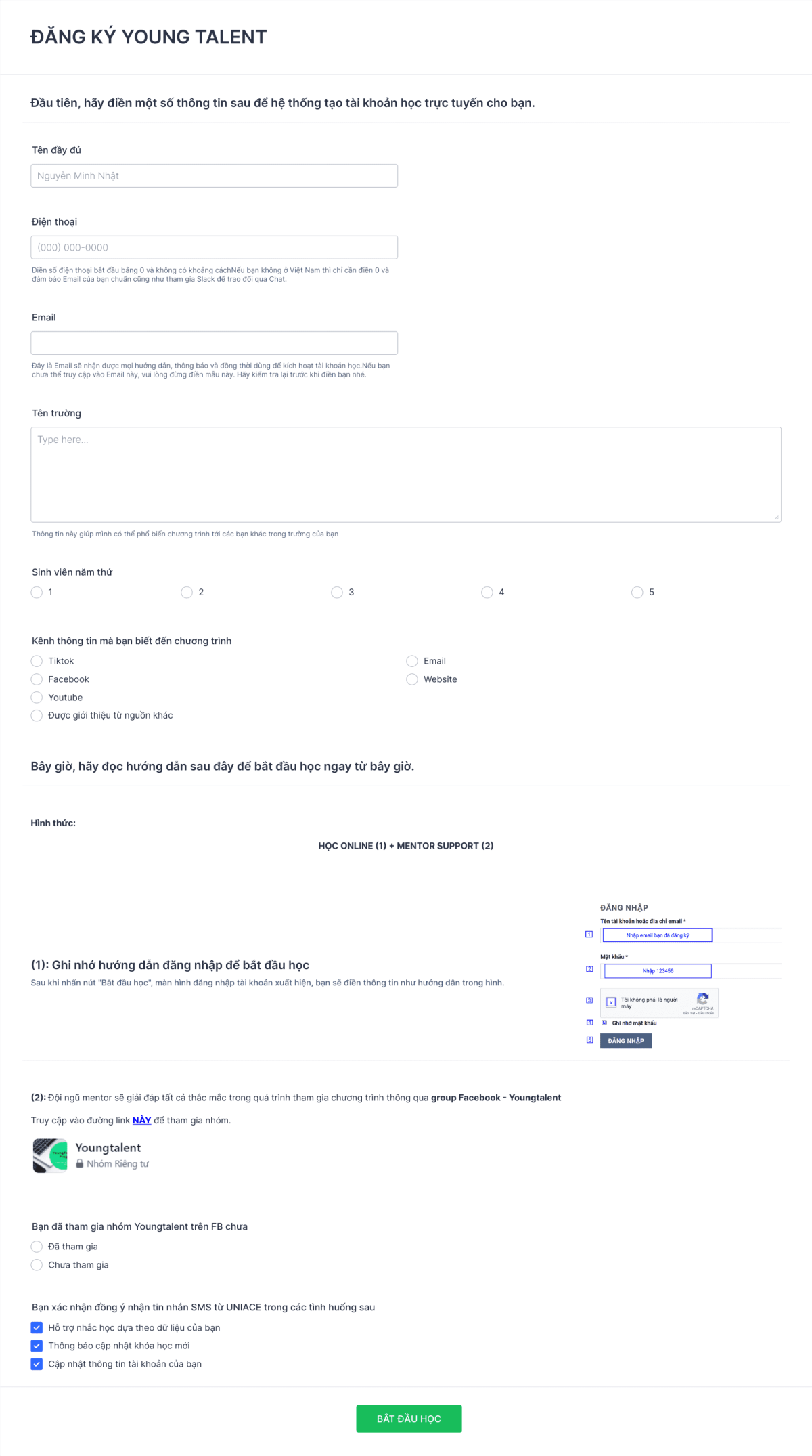 Uniace Young Talent Form Template | Jotform