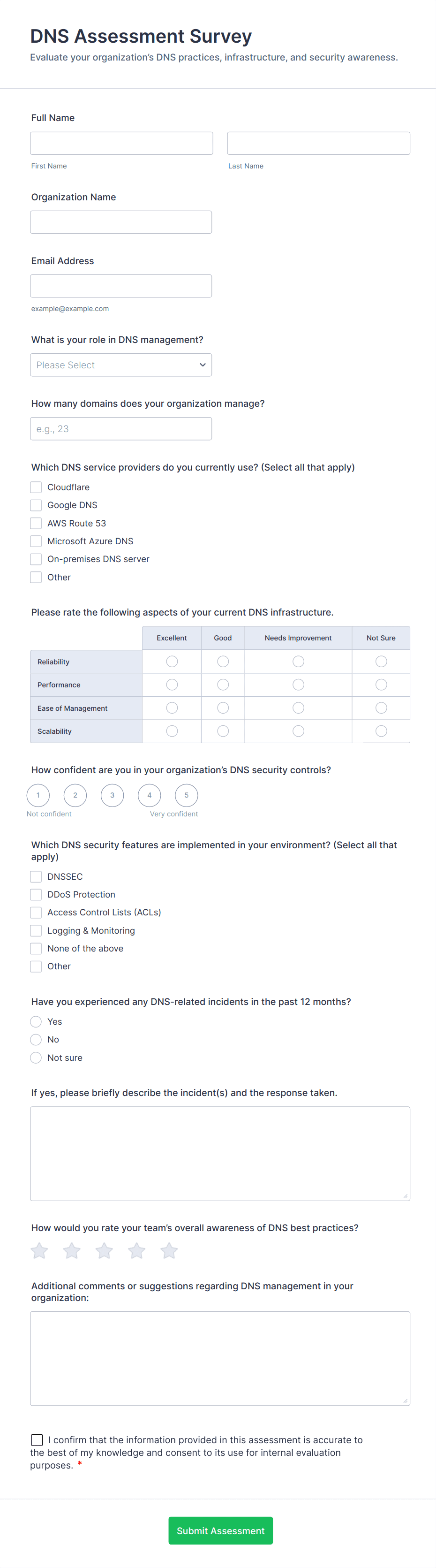 DNS Assessment Survey Form Template | Jotform