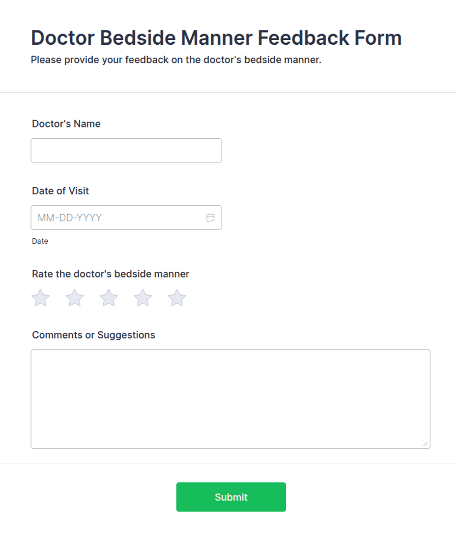 Doctor Bedside Manner Feedback Form Template | Jotform