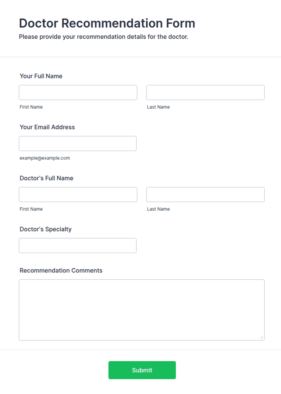 Doctor Recommendation Form Template | Jotform