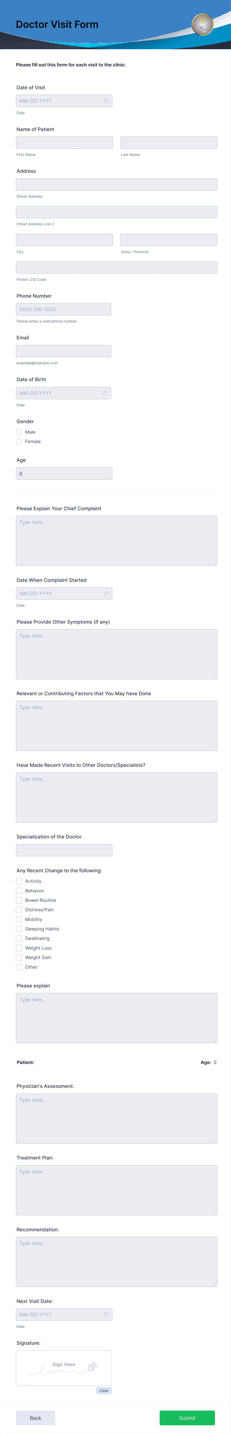 Doctor Visit Form Template | Jotform