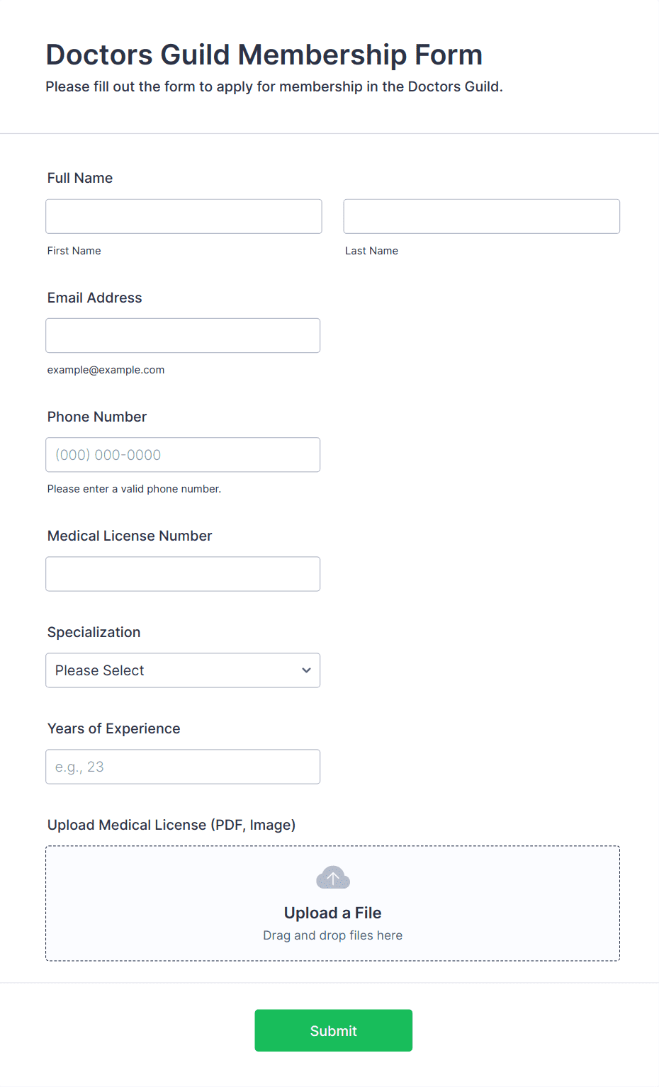 Doctors Guild Membership Form | Jotform
