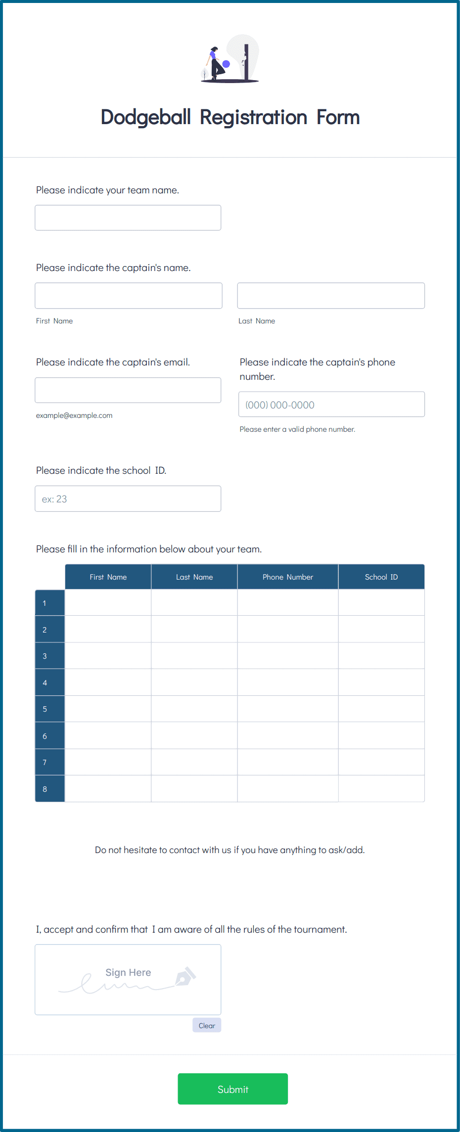 Dodgeball Registration Form Template | Jotform