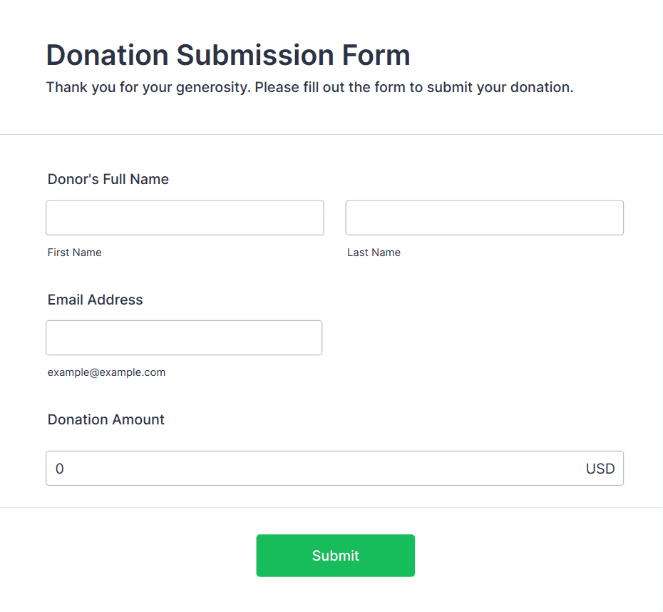 Donation Submission Form Template | Jotform