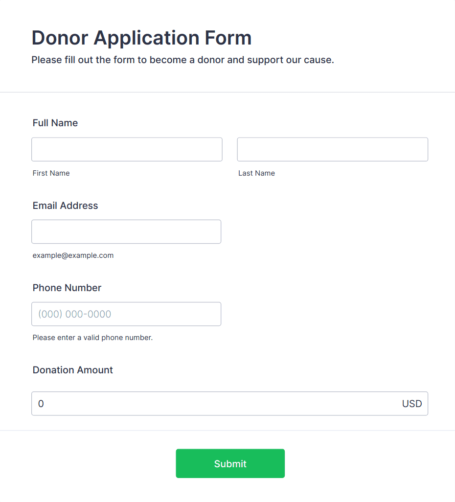 Donor Application Form Template | Jotform