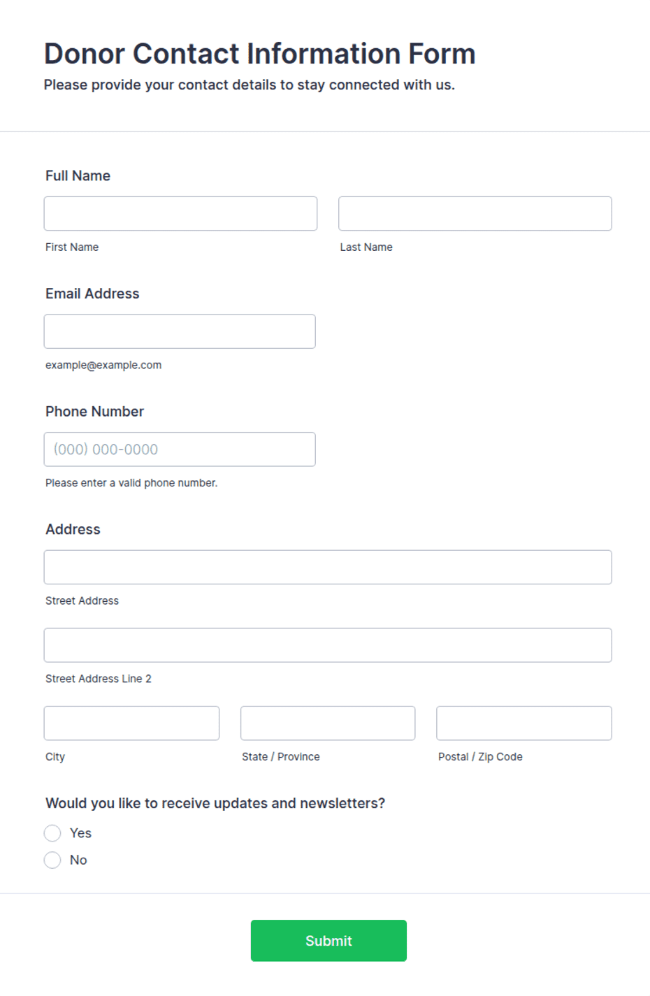 Donor Contact Information Form Template | Jotform