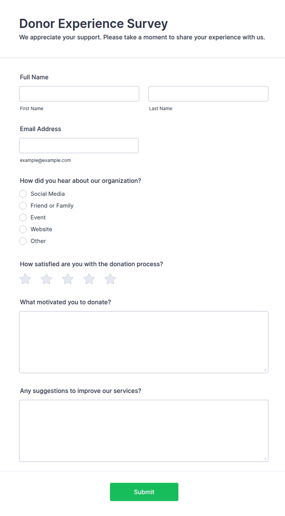 Donor Experience Survey Form Template | Jotform