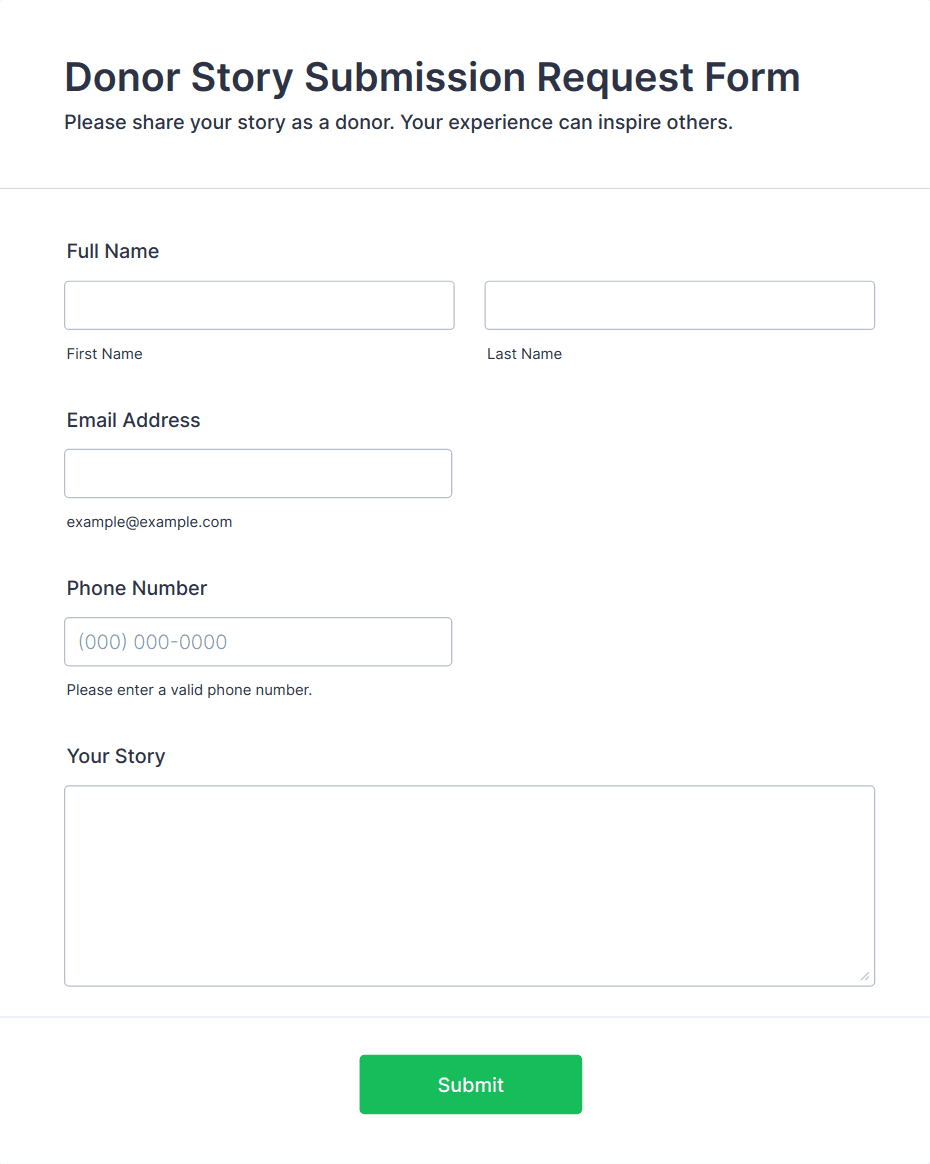 Donor Story Submission Request Form Template | Jotform