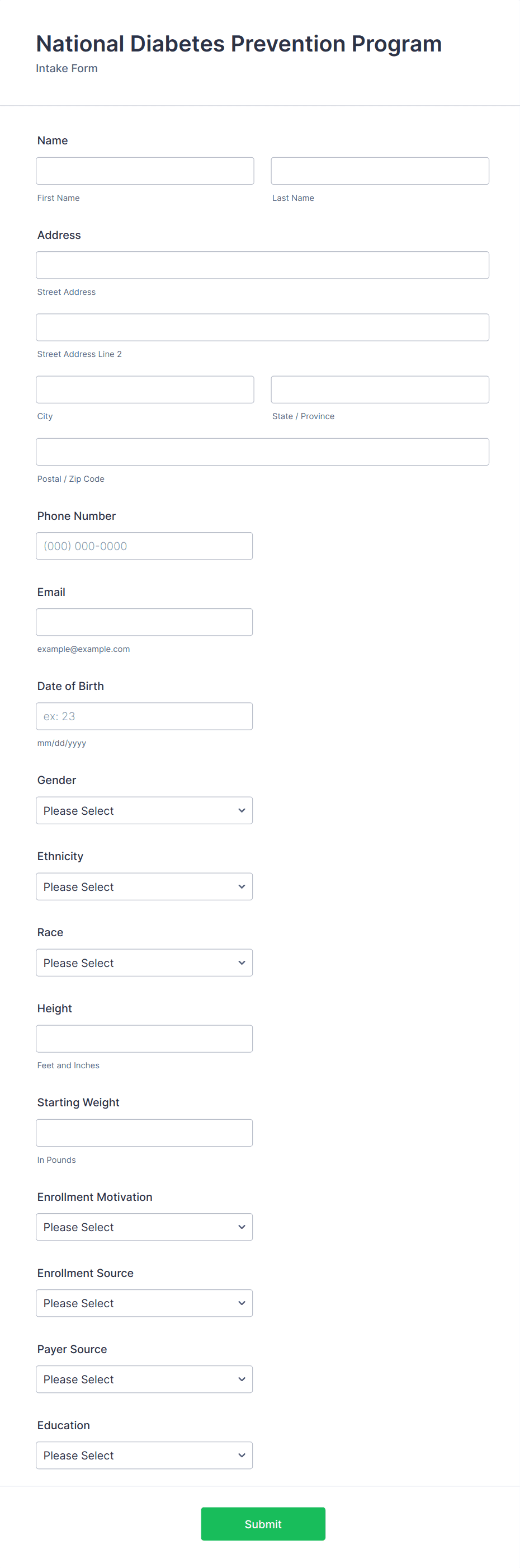 DPP Intake Form Template | Jotform