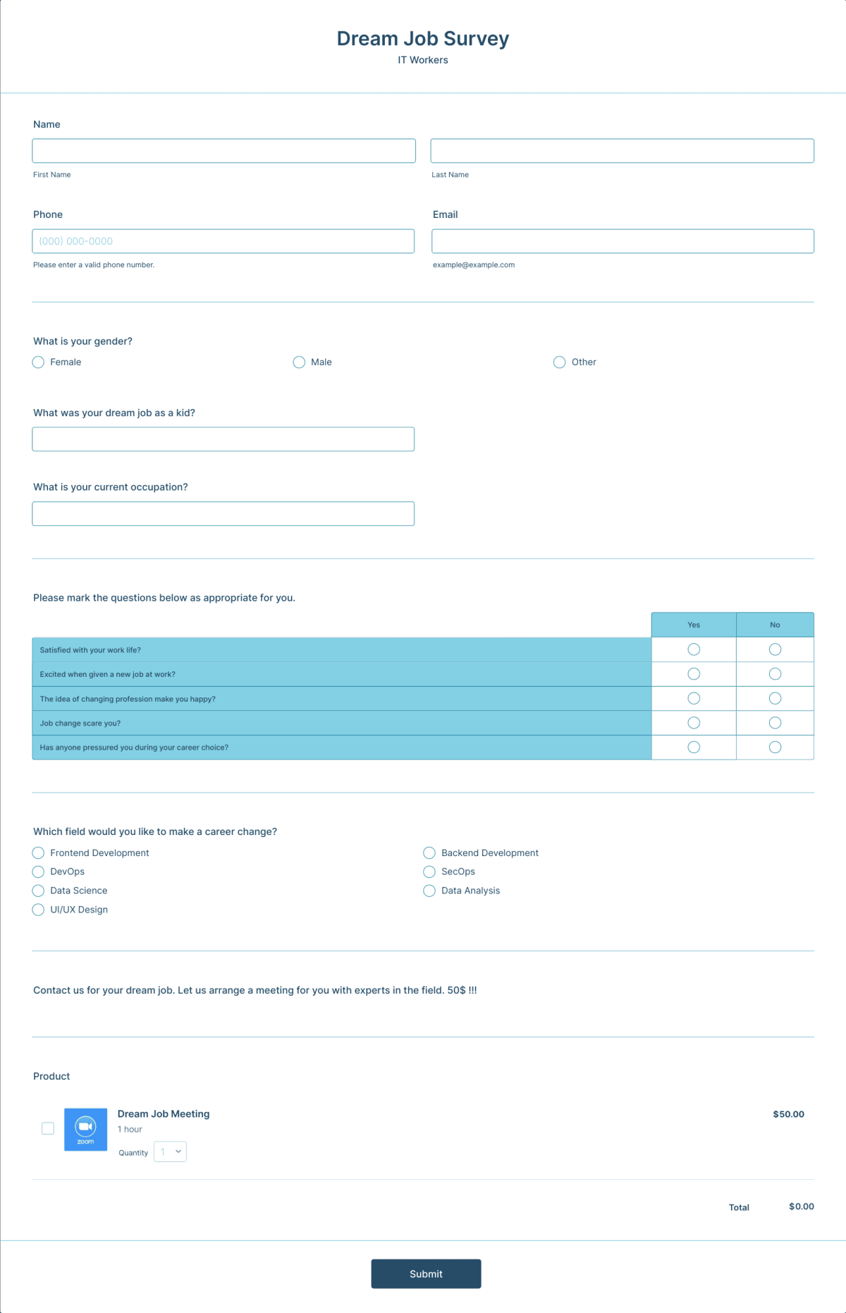 Dream Job Survey Form Template | Jotform