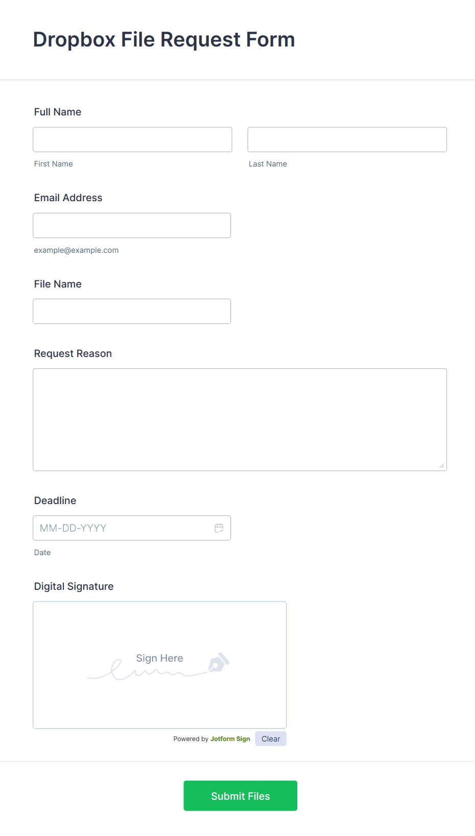 Dropbox File Request Form Template | Jotform