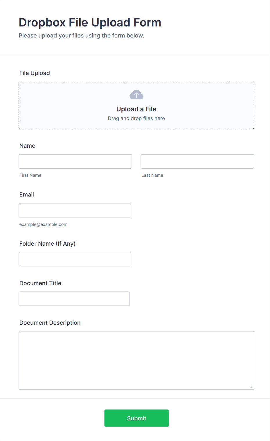 Dropbox File Upload Form Template | Jotform