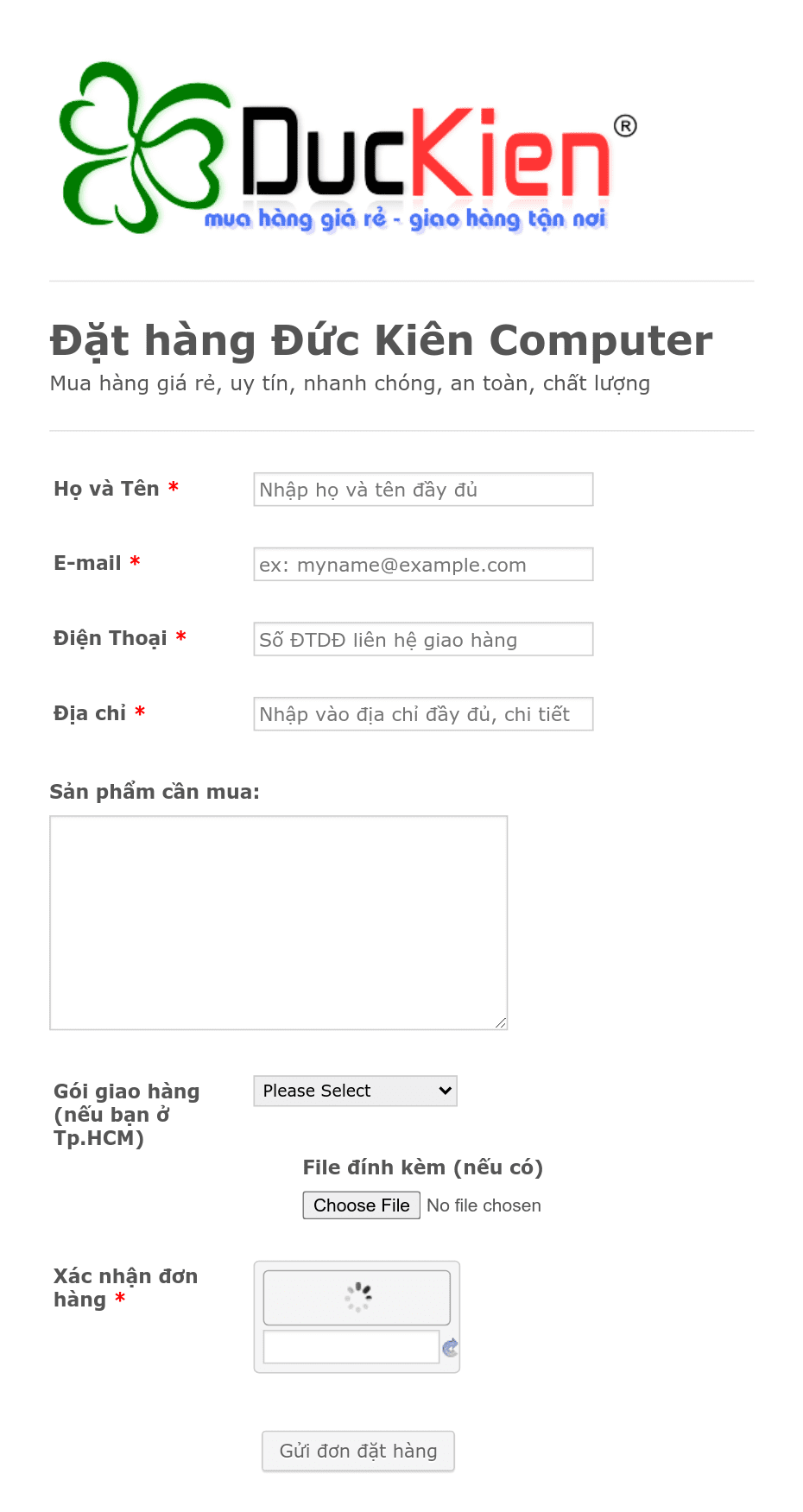 Computer Order Form - Vietnamese Form Template | Jotform