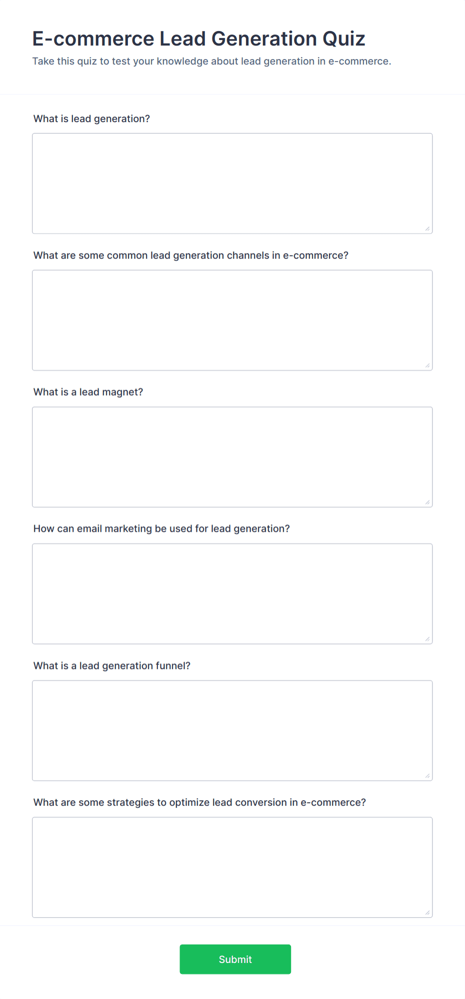 E-commerce Lead Generation Quiz Form Template | Jotform