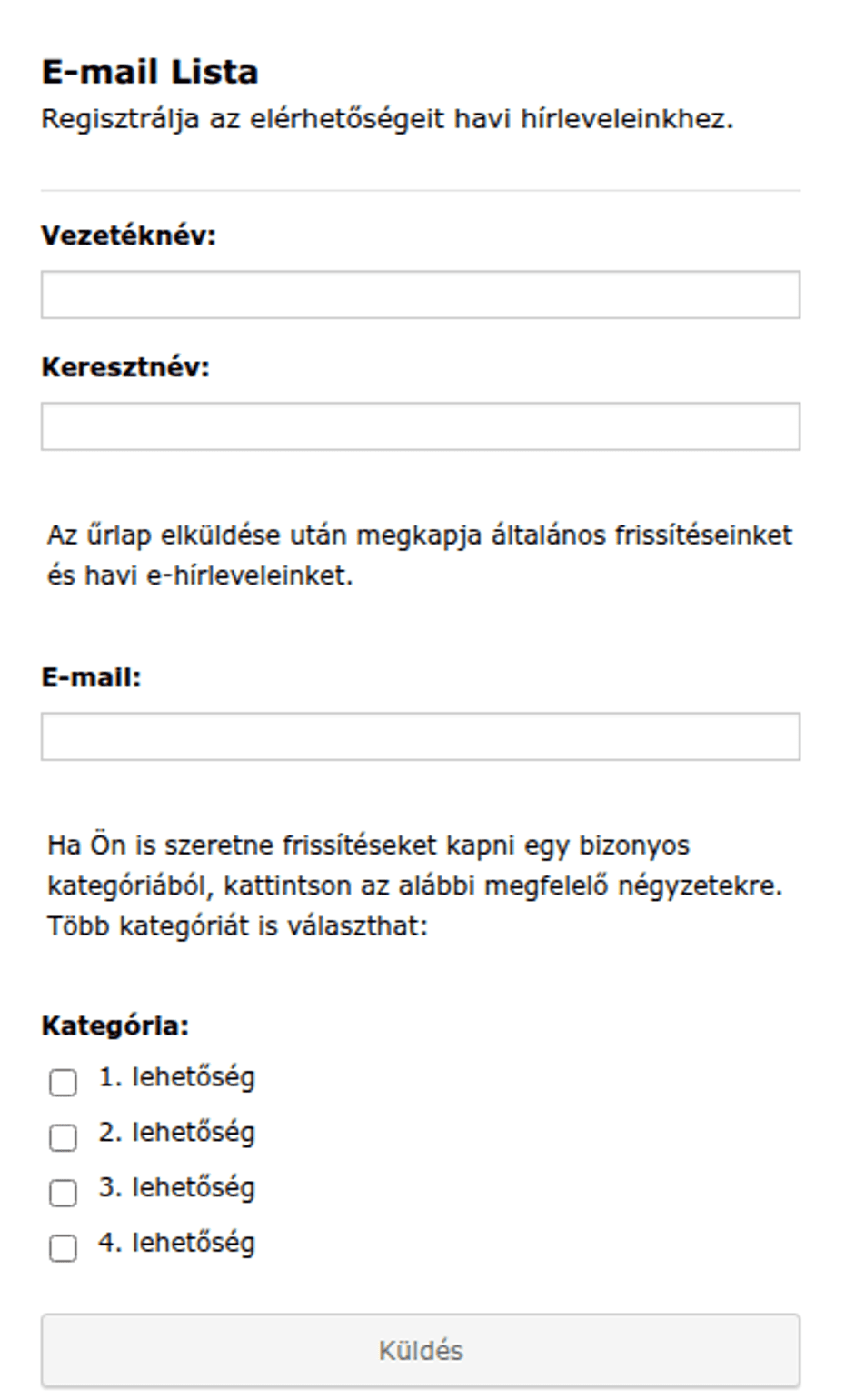 E-mail Lista Űrlap Form Template | Jotform