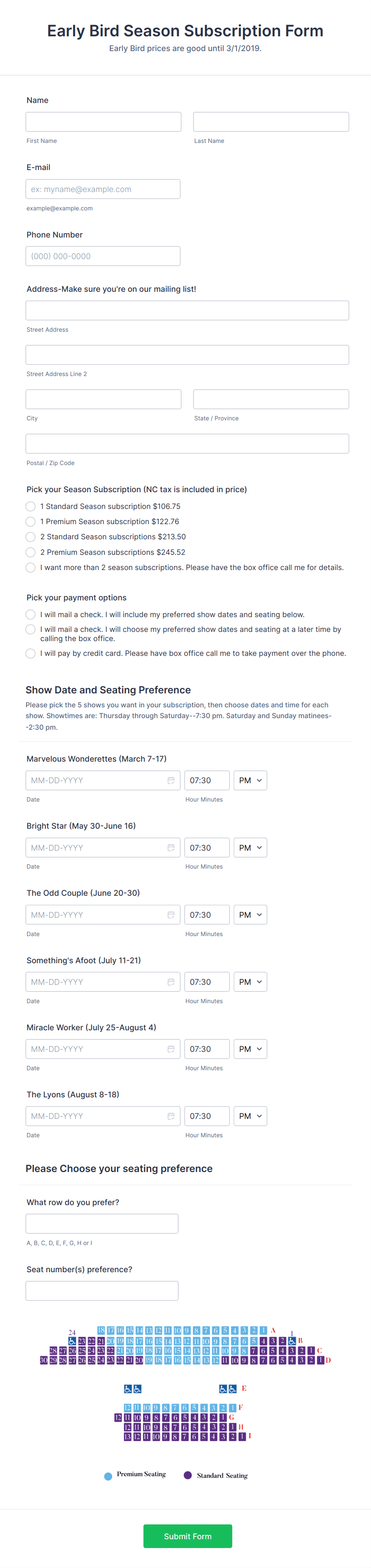 Early Bird Subscription Form Template | Jotform