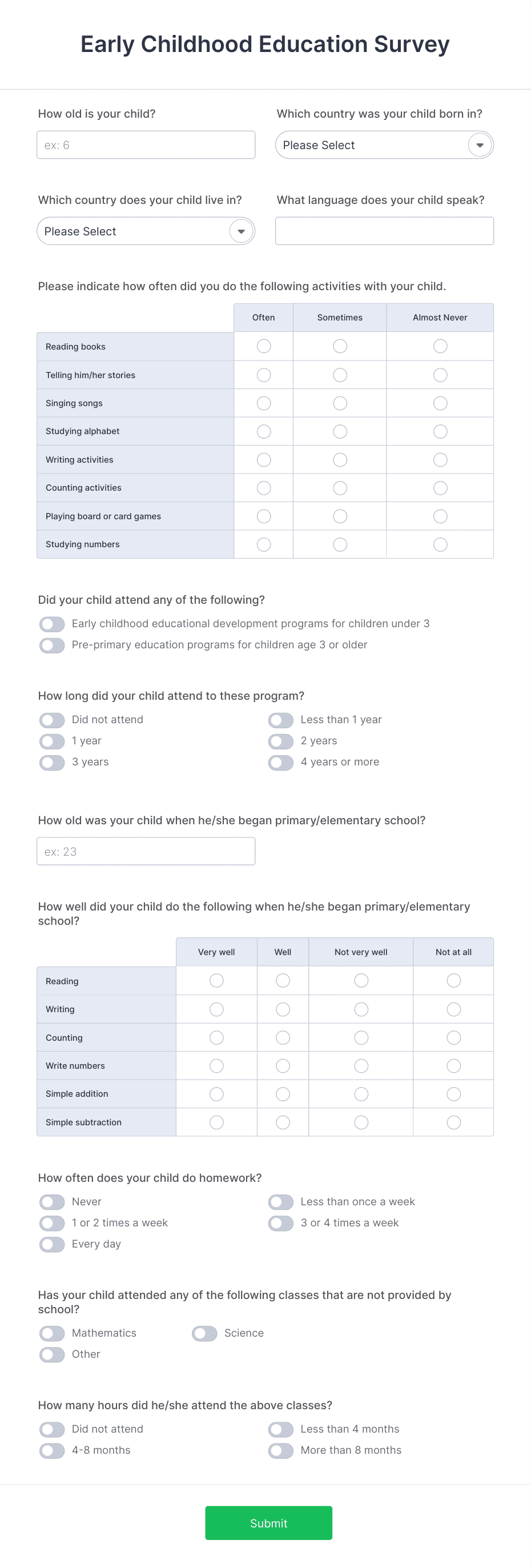 Early Childhood Education Feedback Form Template | Jotform