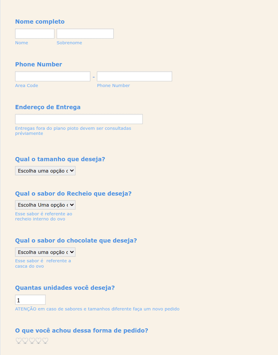 Easter Egg Order Form in Portuguese Modelo de Formulário | Jotform