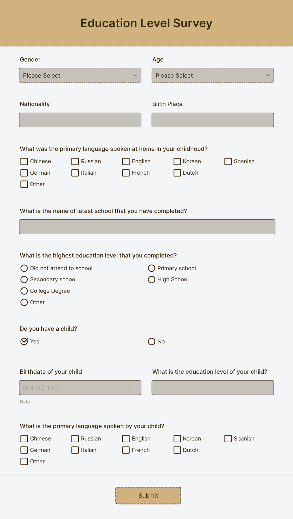 Education Level Survey Form Template | Jotform