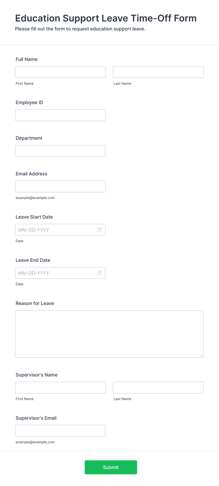 Education Support Leave Time-Off Form Template | Jotform
