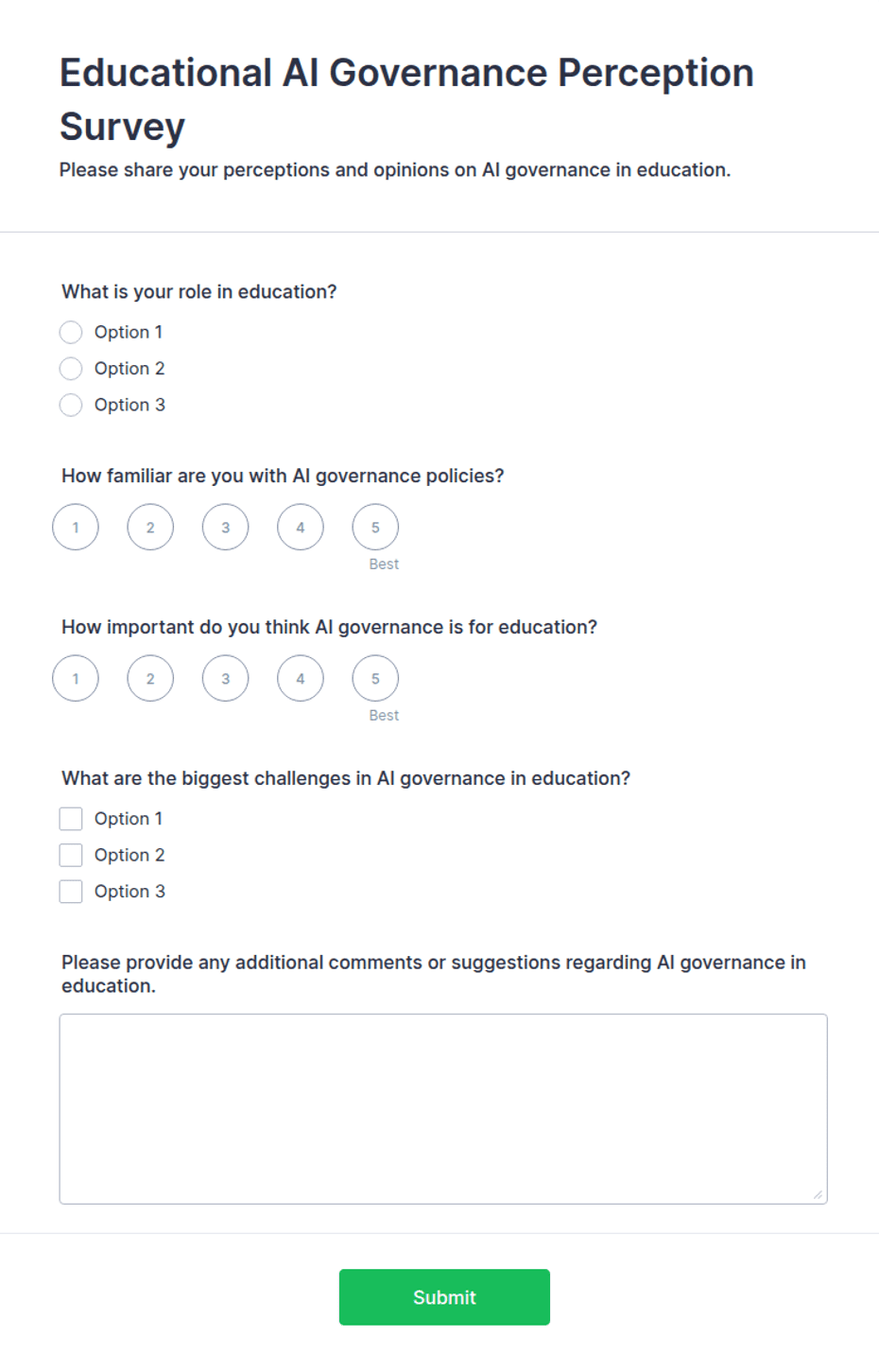 Educational AI Governance Perception Survey Form Template | Jotform