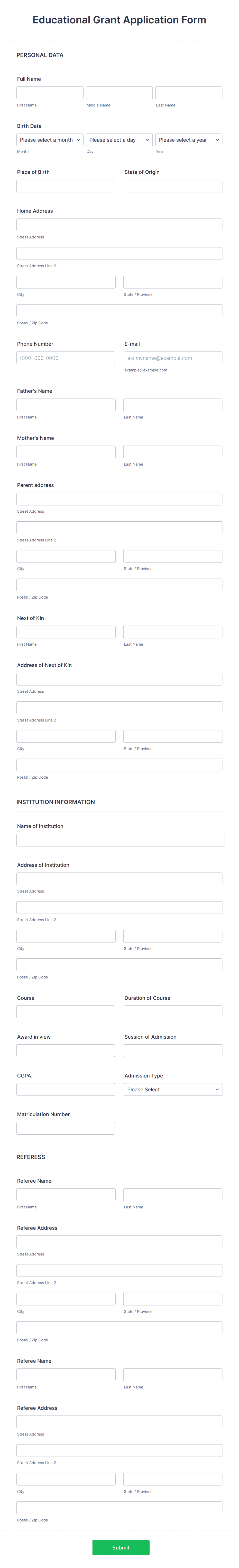 Educational Grant Application Form Template | Jotform