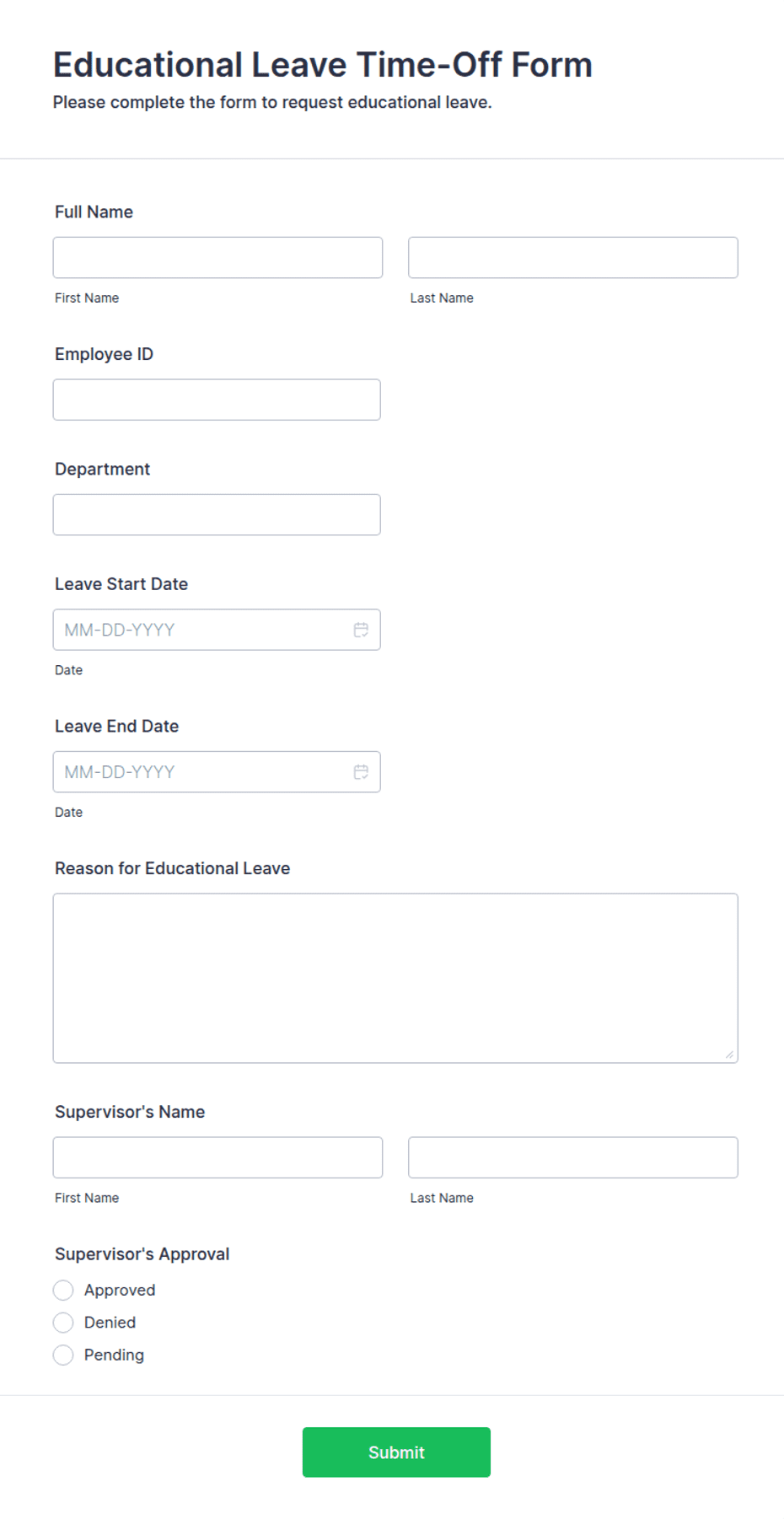 Educational Leave Time-Off Form Template | Jotform