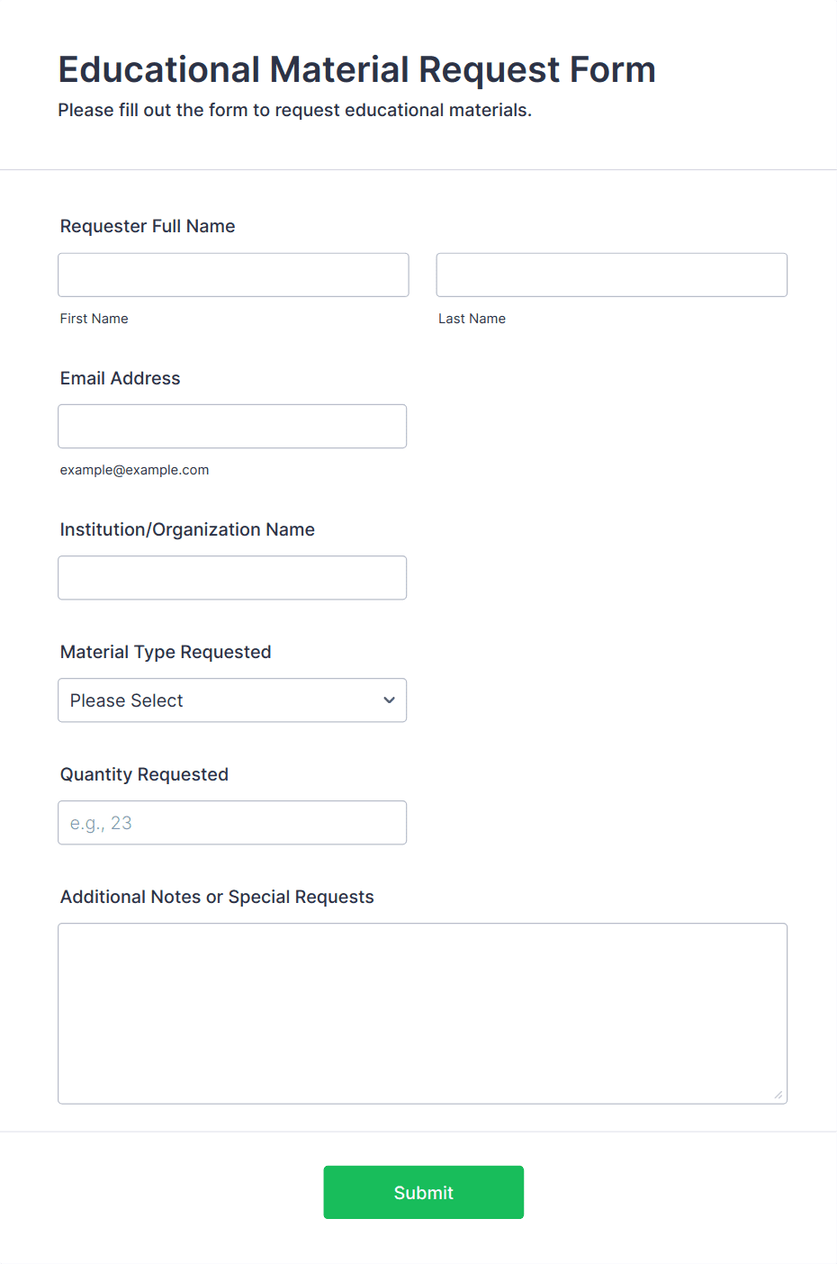 Educational Material Request Form Template | Jotform