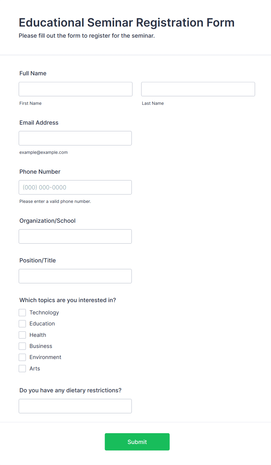 Educational Seminar Registration Form Template | Jotform