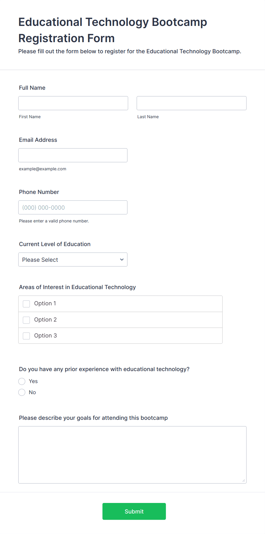 Educational Technology Bootcamp Registration Form Template | Jotform