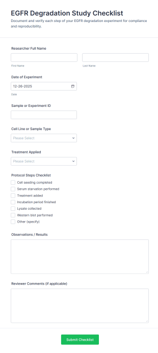 EGFR Degradation Study Checklist Form Template | Jotform