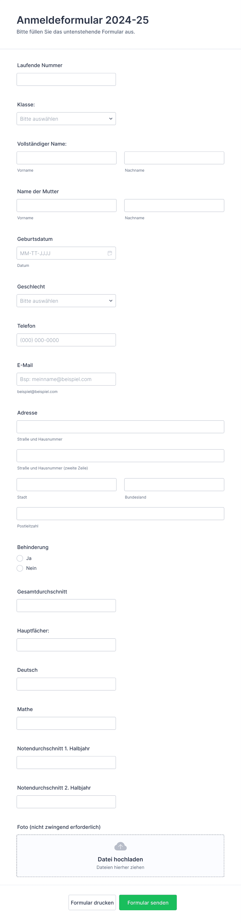 Einfaches Anmeldeformular Formularvorlage | Jotform