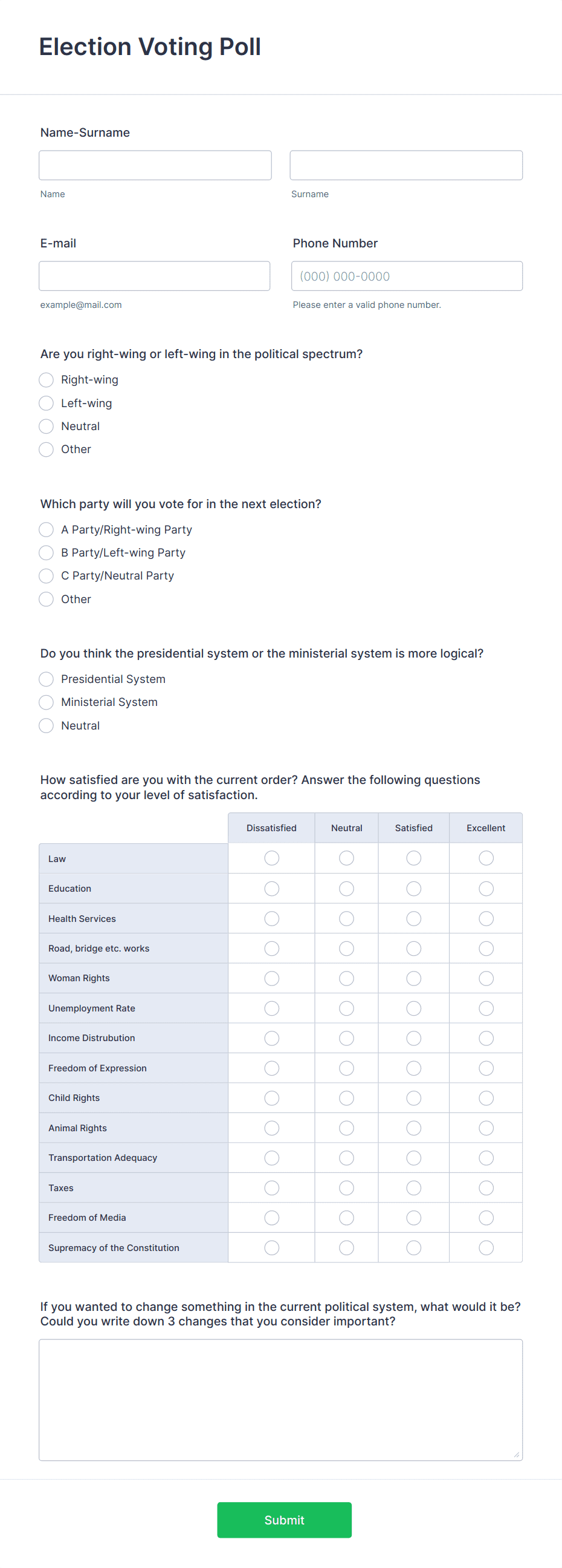 Election Voting Poll Form Template | Jotform
