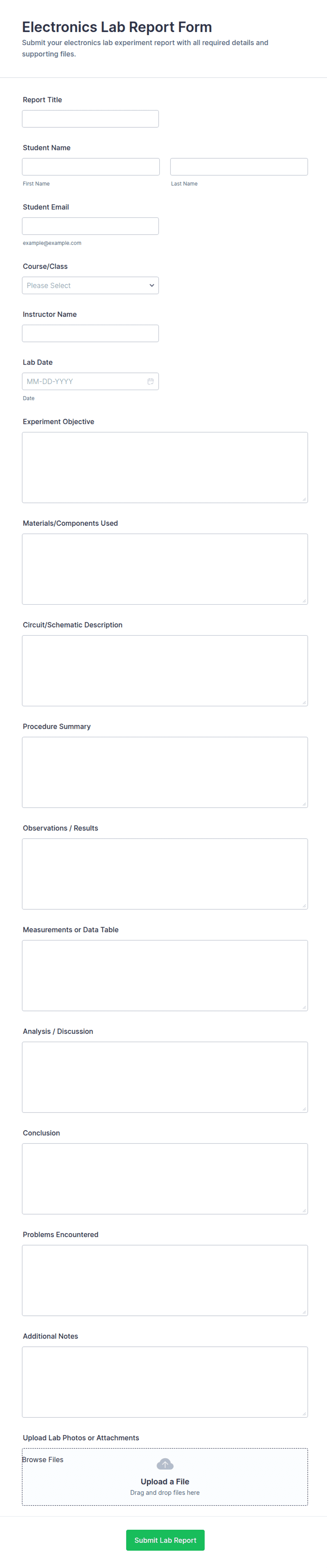 Electronics Lab Report Form Template | Jotform