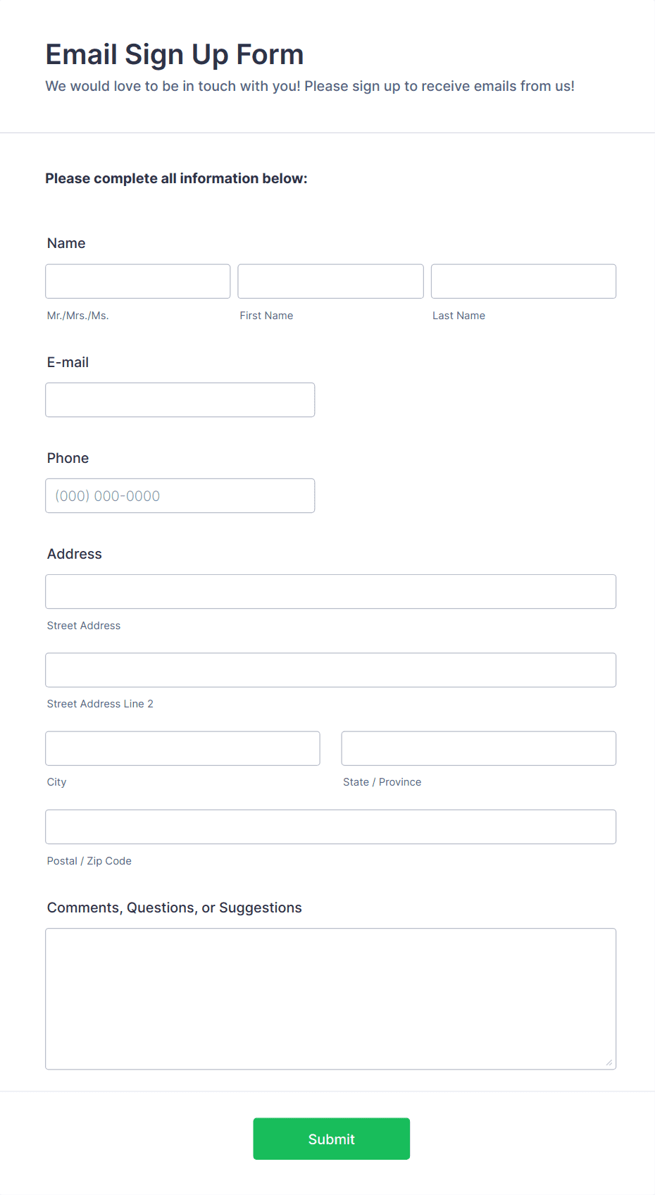 Email Signup Form Template | Jotform