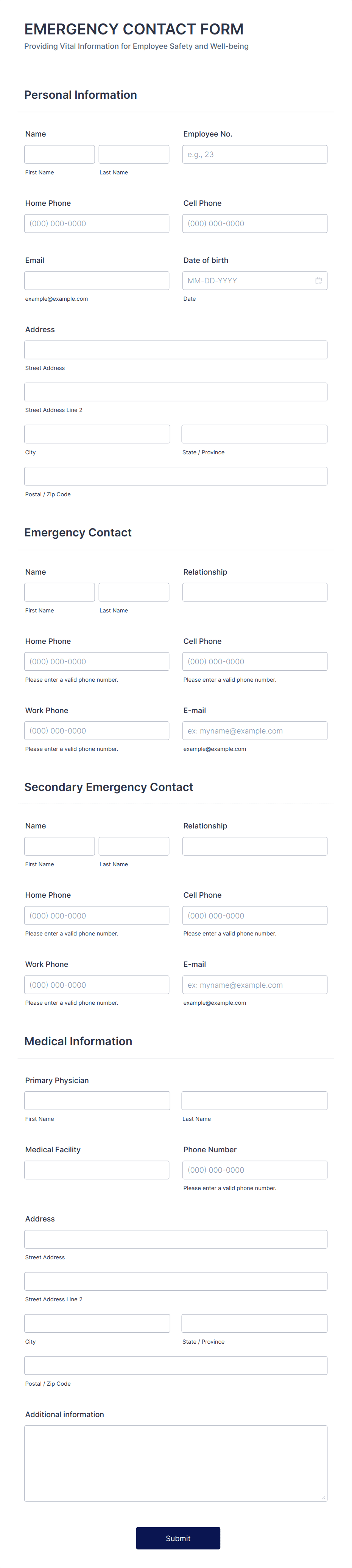 Emergency Contact Form Template | Jotform