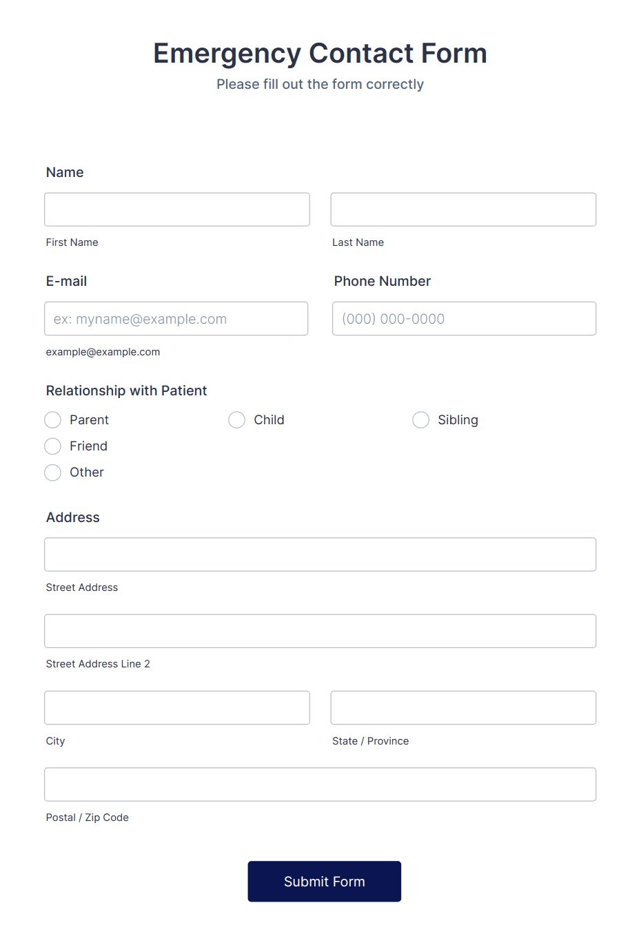Quick Emergency Contact Form Template | Jotform