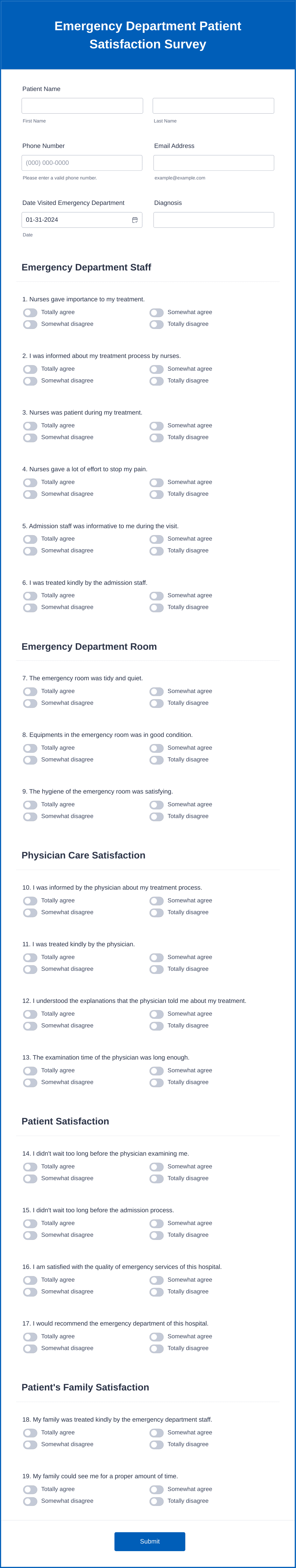 Emergency Department Patient Satisfaction Survey Form Template | Jotform