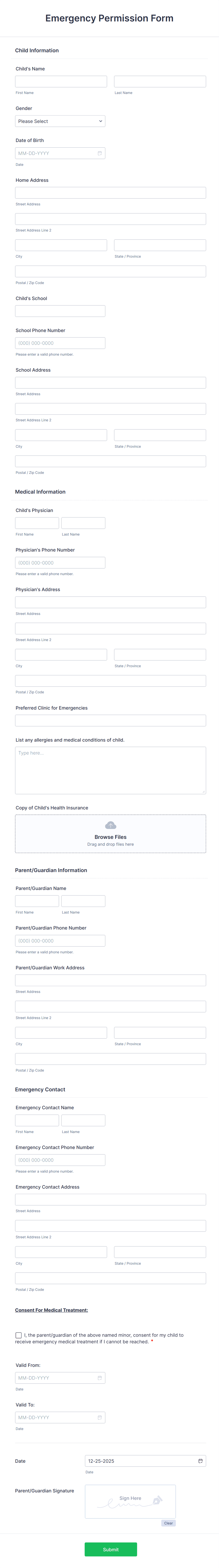 Emergency Permission Form Template | Jotform