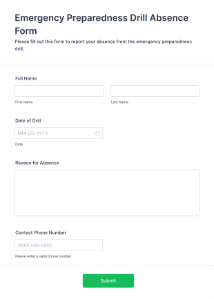 Emergency Preparedness Drill Absence Form Template | Jotform