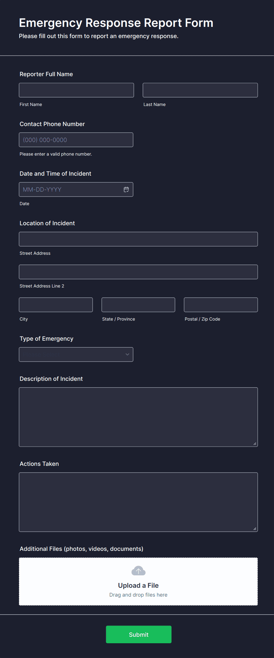 Emergency Response Report Form Template | Jotform