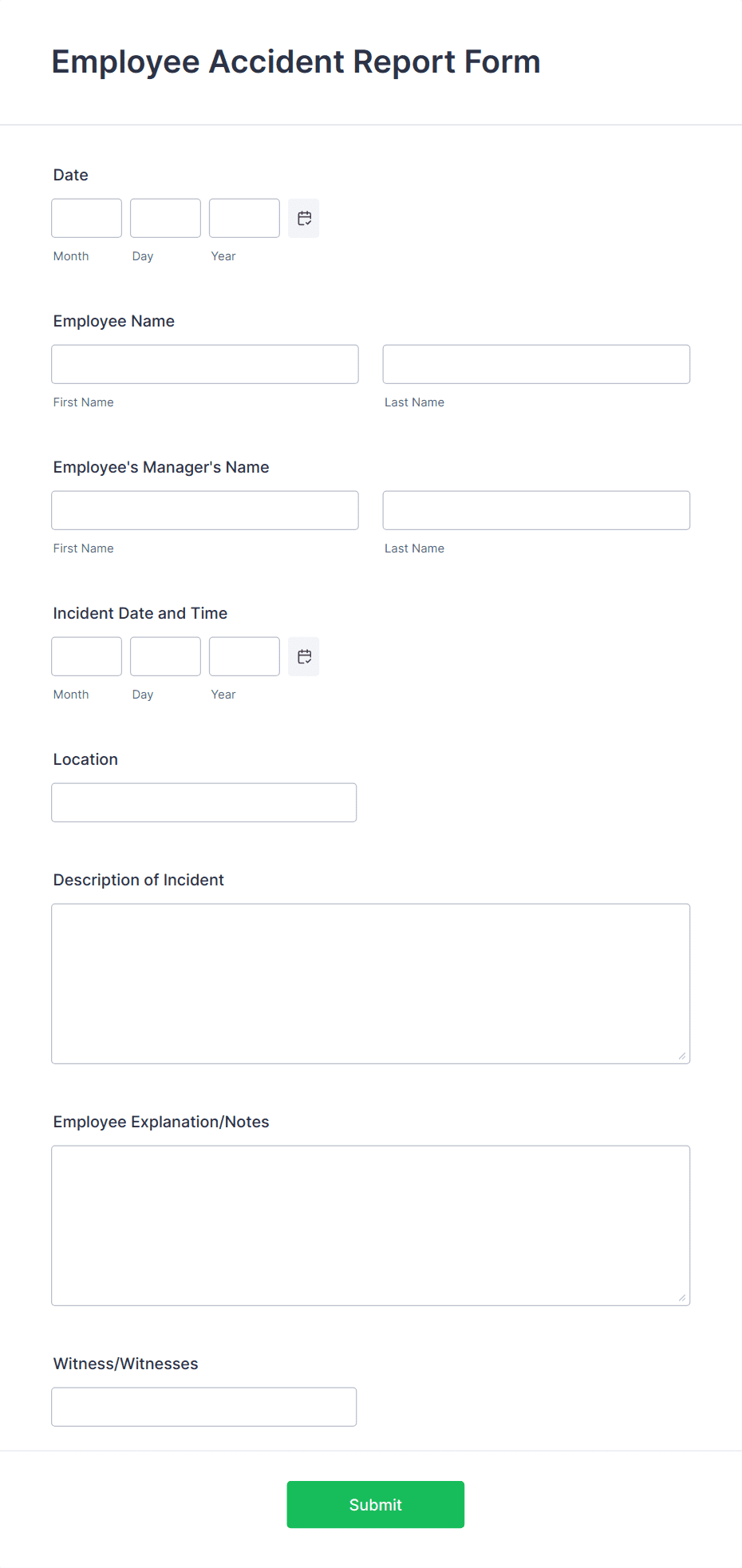 Employee Accident Report Form Template | Jotform