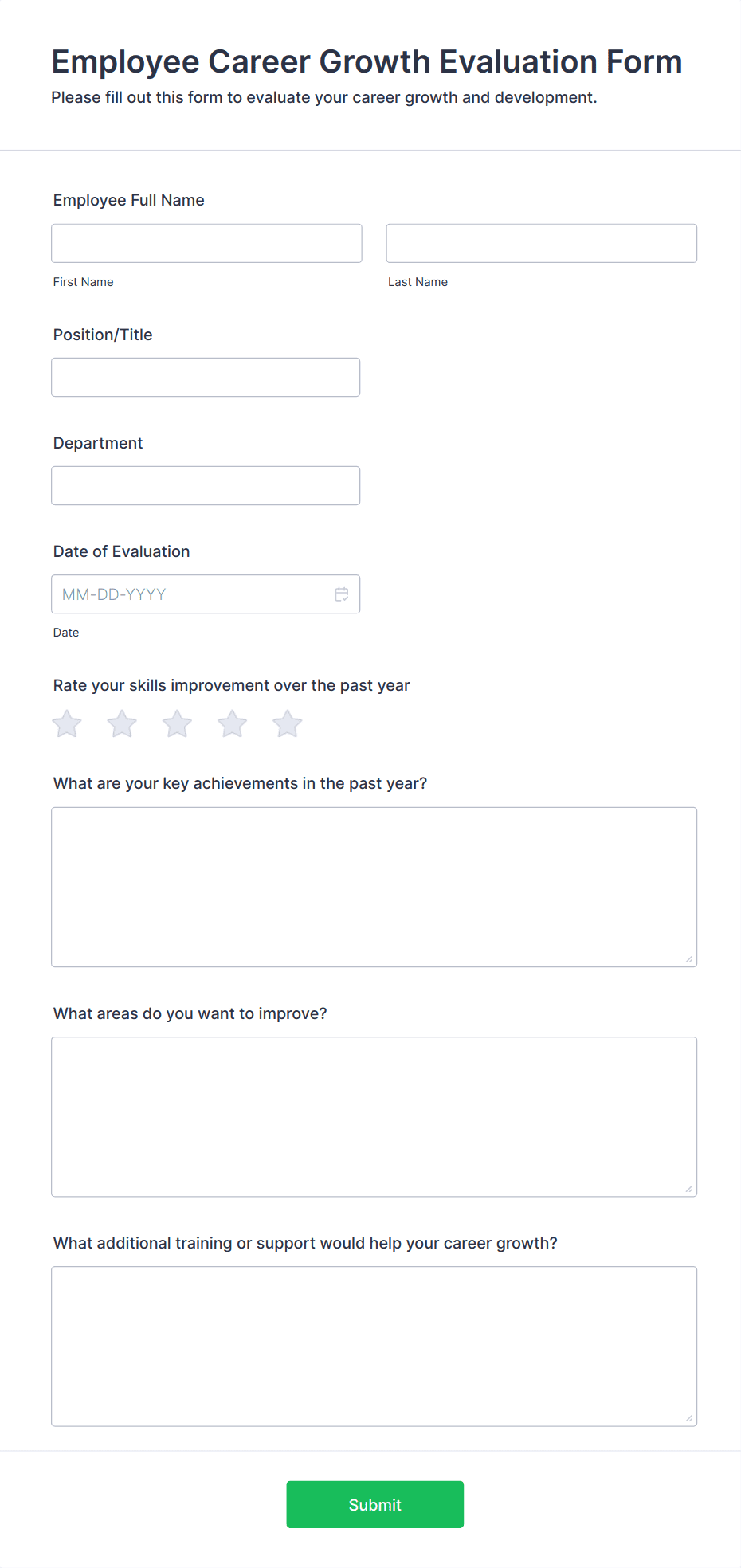 Employee Career Growth Evaluation Form Template | Jotform