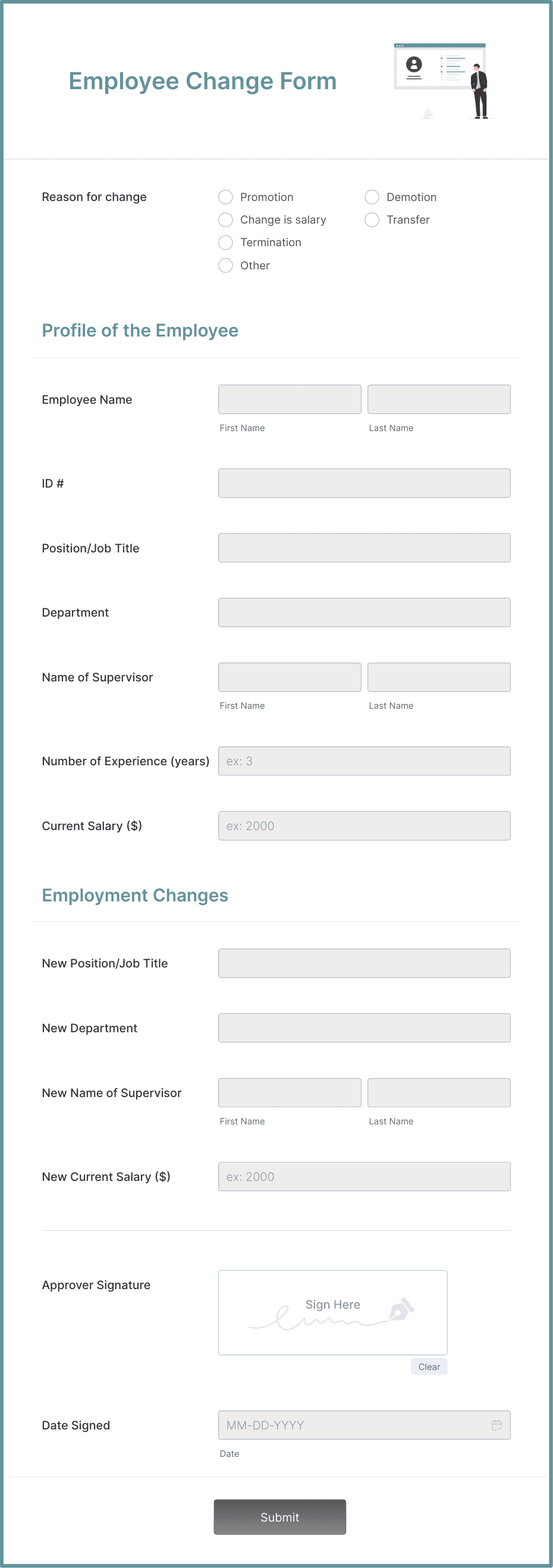 Employee Change Form Template | Jotform