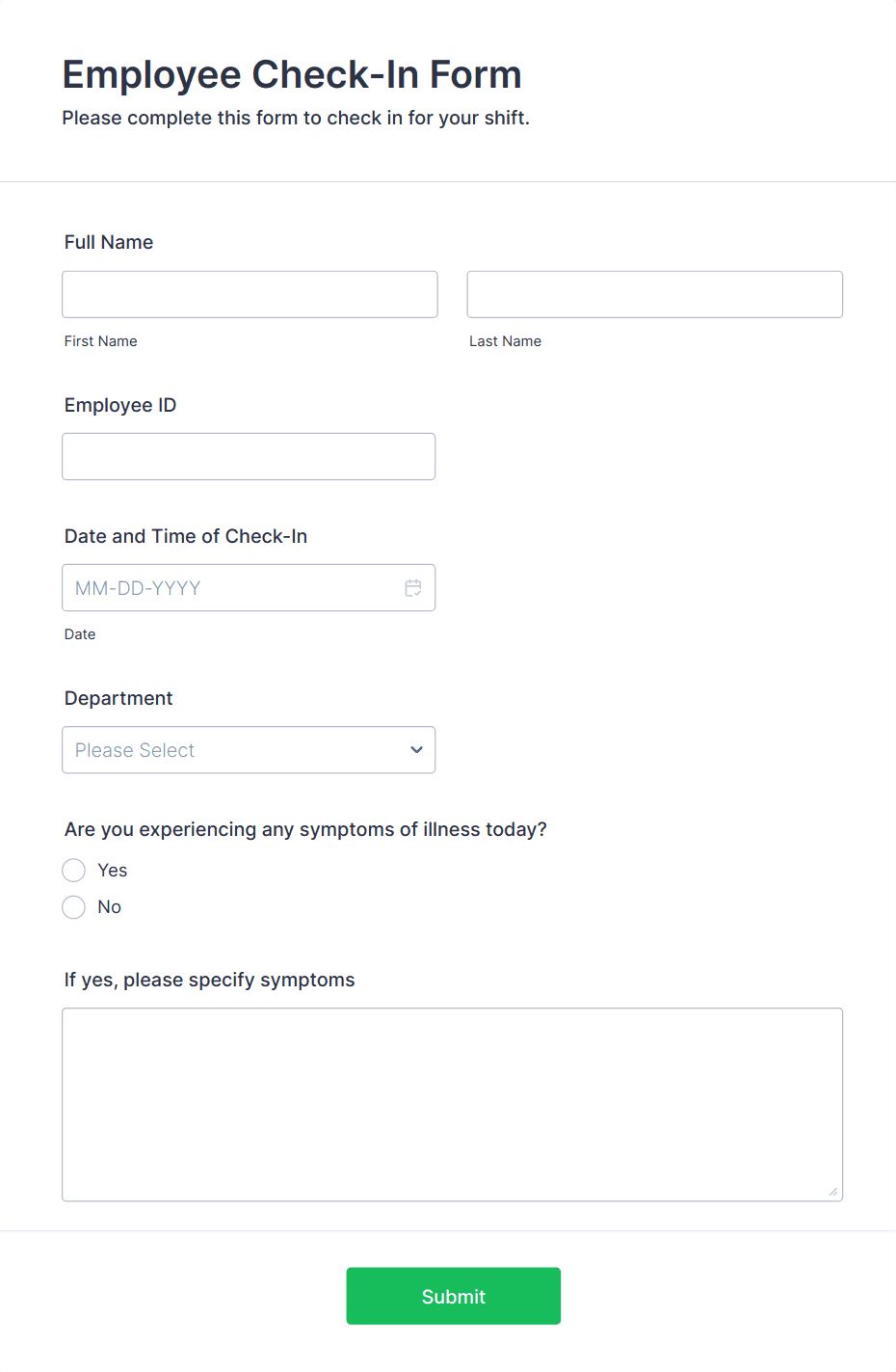 Employee Check-In Form Template | Jotform