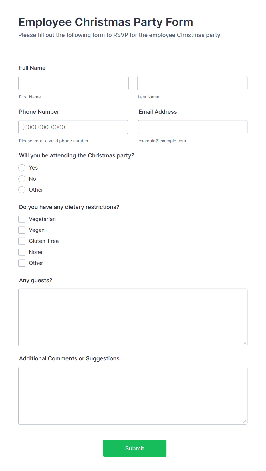 Employee Christmas Party Form Template | Jotform