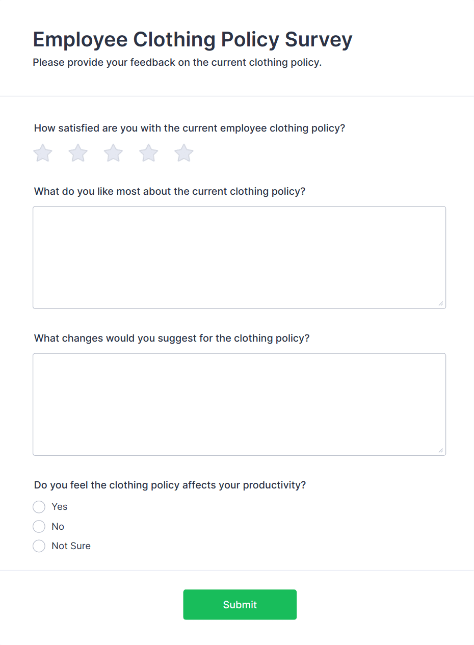 Employee Clothing Policy Survey Form Template | Jotform