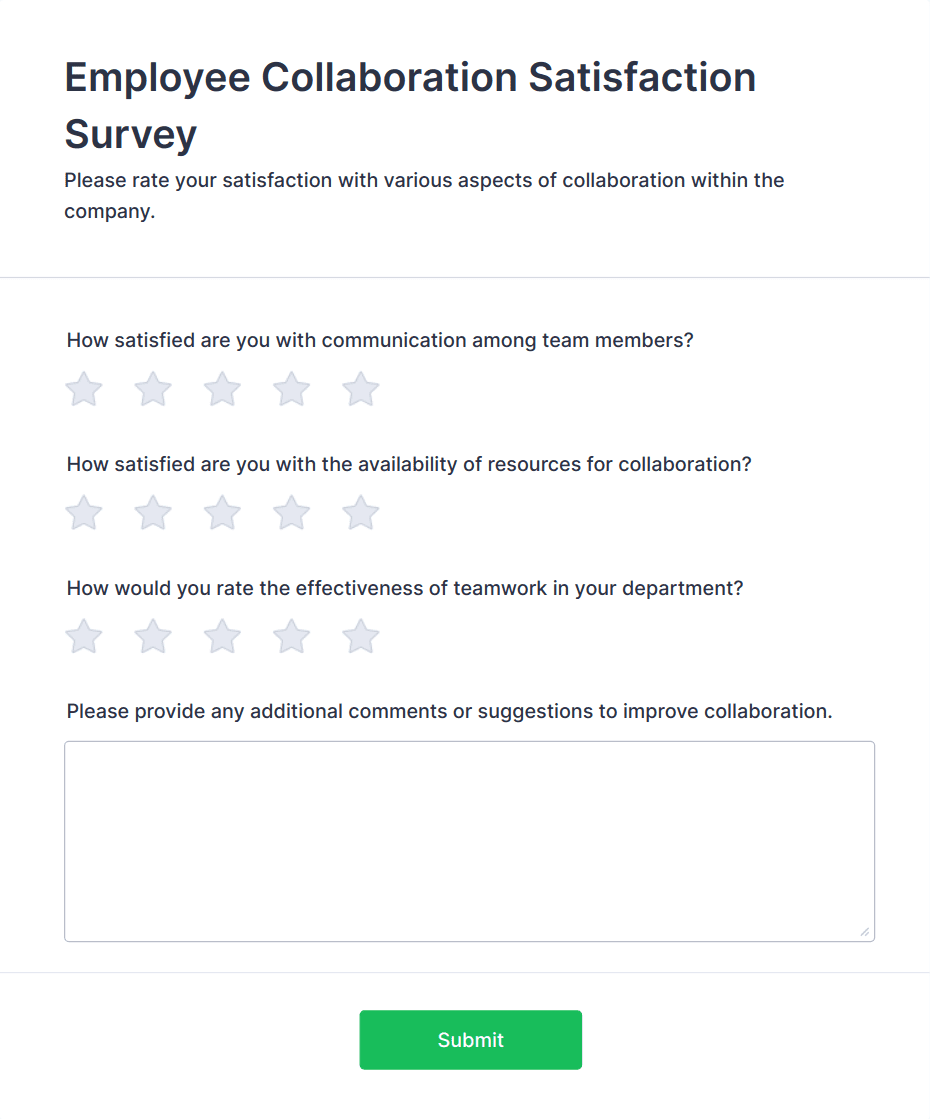 Employee Collaboration Satisfaction Survey Form Template | Jotform