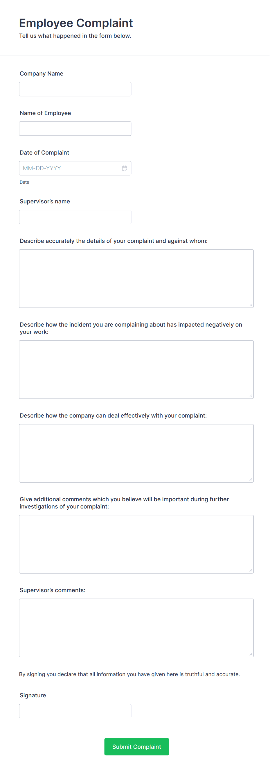 Employee Complaint Form Template | Jotform