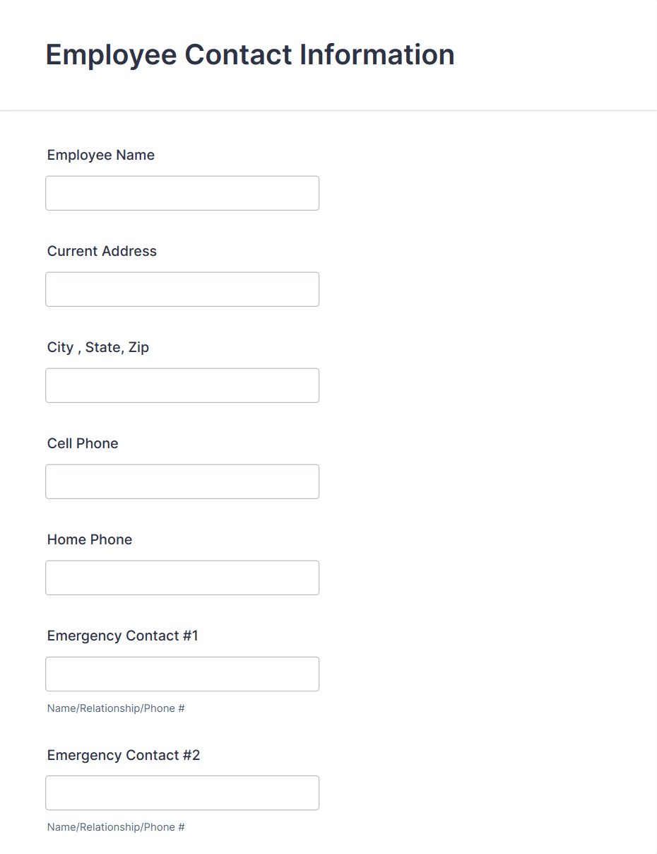Employee Contact Information Form Template | Jotform